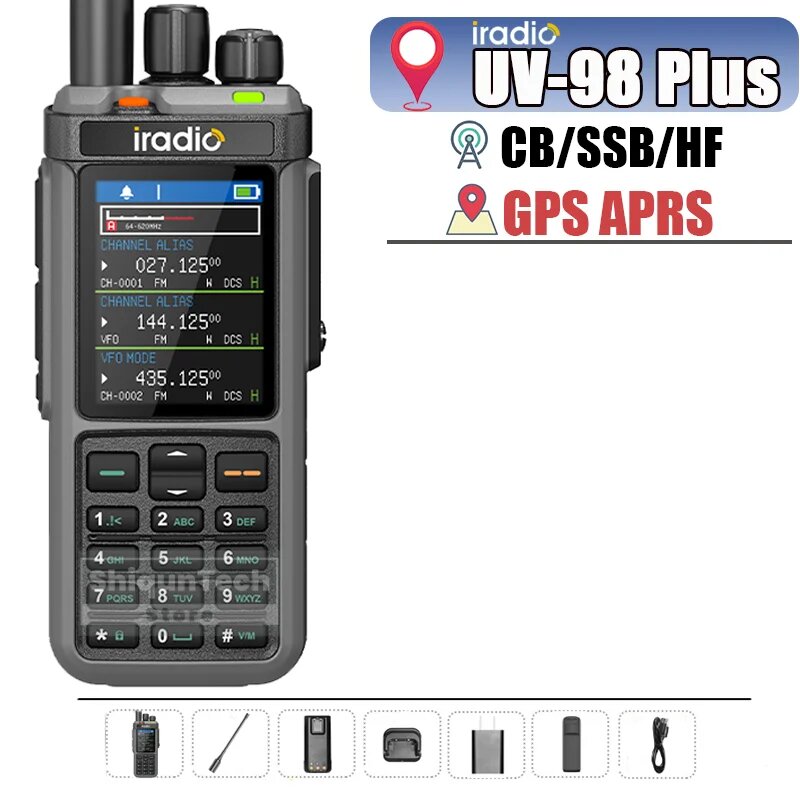 Iradio UV-98 PLUS GPS рация с рация APRS Air Band 10W Cross Band Repeater LSB CW CB SW MW LW SSB HF Multi Band 1024CH радиостанция аматурской радиосвязи