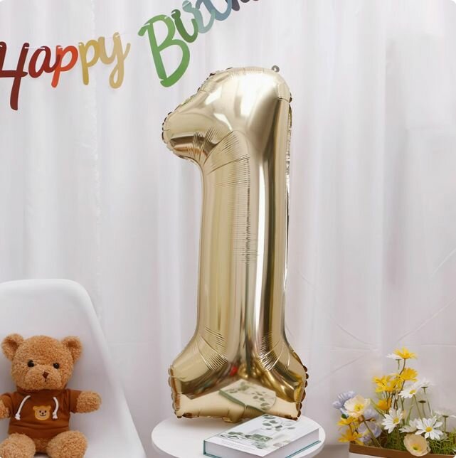 Воздушный шар фольгированный цифра 1, Шарики воздушные, 102cm,1 шт.