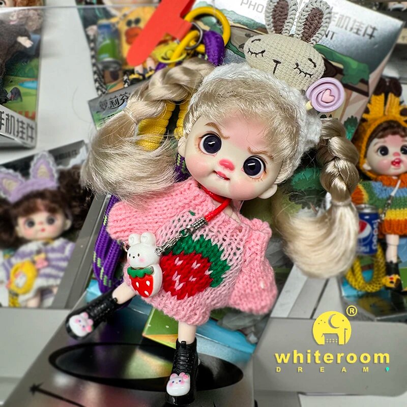 Whiteroom Мини-свитер для кукол BJD OB11 Белый, Strawberry Rabbit, no box