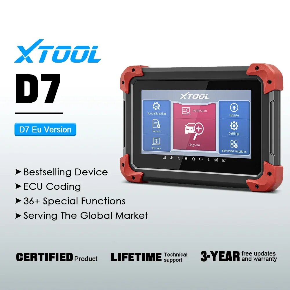 Сканер OBD2 XTOOL D7 V2.0 — универсальный автомобильный диагностический инструмент с двусторонней связью, инструмент для кодирования ЭБУ с 39+ сервисными функциями