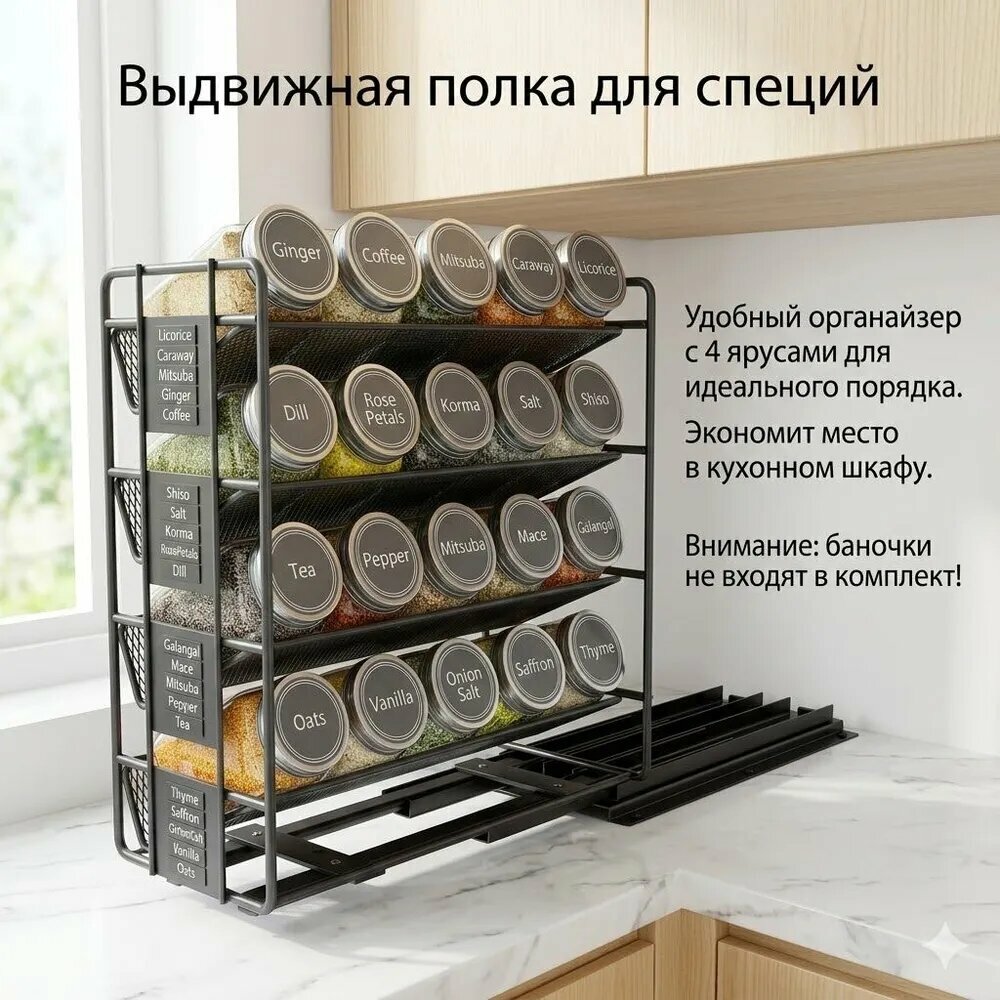 Полка для кухонной мебели Настольная Прямая, 12.7х26.67х26.67 см, 1 шт.