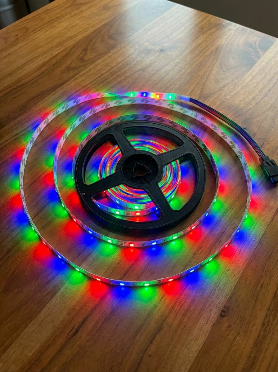 Светодиодная лента с пультом и блоком питания, цветная LED RGB 5 метров. Водонепроницаемая