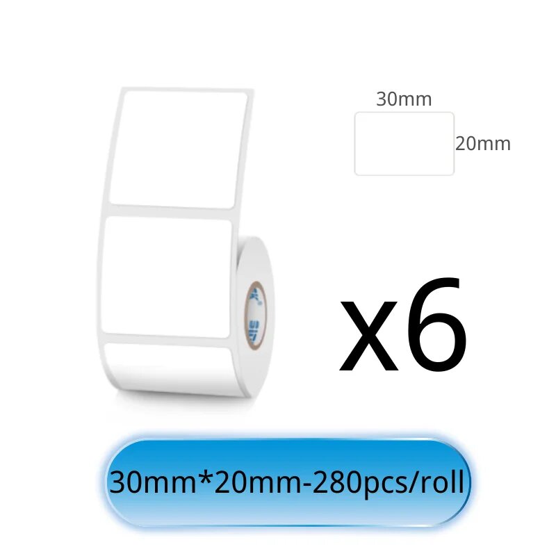SINMARK Термонаклейки белые 3/6/10 рулонов 30x20mm-6 rolls