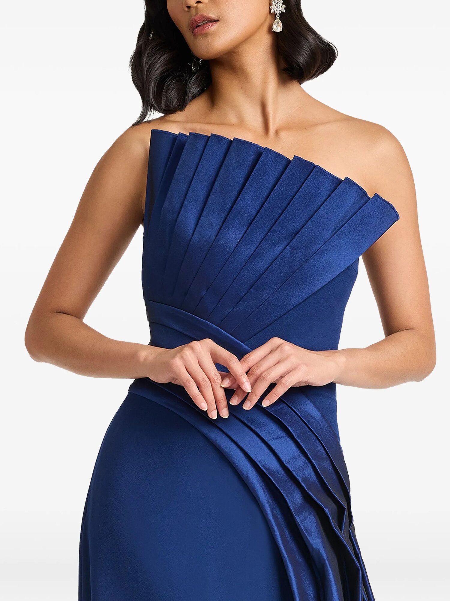 Платье Tadashi Pleated strapless maxi dress, размер 6, blue — фото 1
