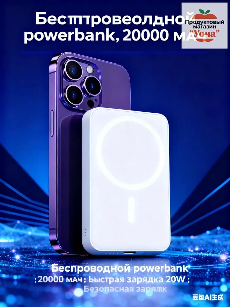 Внешний аккумулятор, 20000 мАч, 20 Вт, белый, PowerDelivery