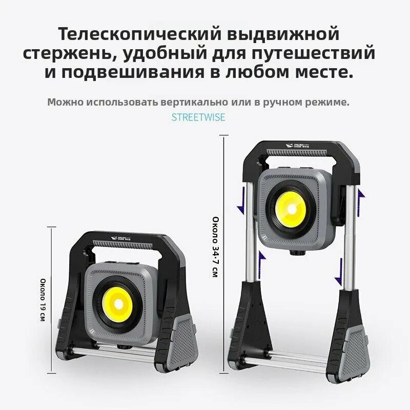 Кемпинговый фонарь-налобник, серебристый, для туризма и отдыха — фото 1
