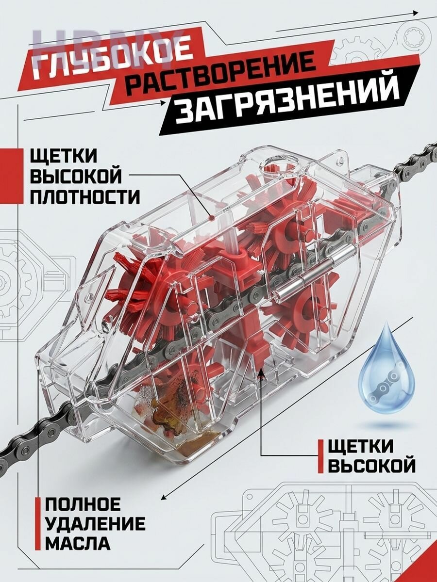 Щетка для чистки велосипедной цепи; Устройство для очистки цепи велосипеда