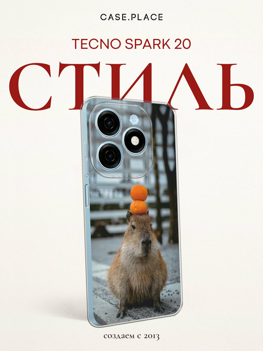 Чехол на Tecno Spark 20 / Текно Спарк 20 с принтом Капибара медитирует