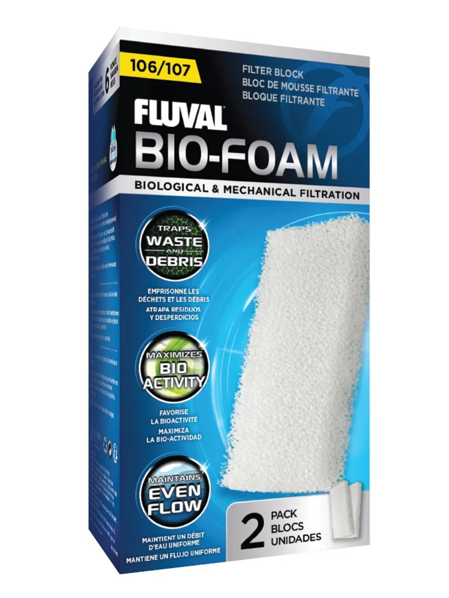Губка механической очистки для внешних фильтров Fluval моделей 106 и 107 (2 шт.) A220