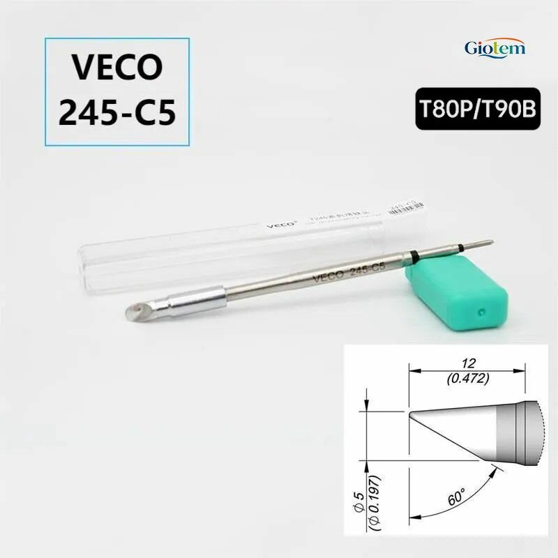 VECO Бессвинцовое паяльное жало C245- C5 Совместимая рукоятка сварочного сопла C245, быстрый нагрев, 1 предметов