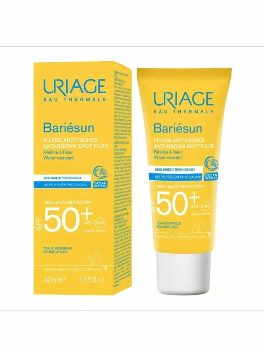 Урьяж Солнцезащитный флюид для лица Uriage Bariesun против пигментных пятен SPF 50+, 40 мл