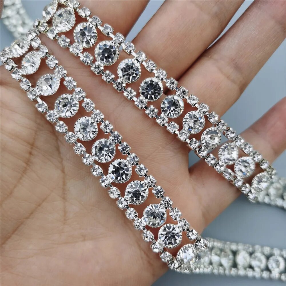 Стразы SHBBON серебристого цвета 1,2 см Length-100cm