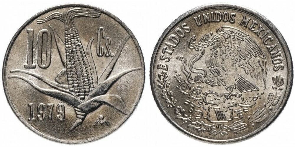 Мексика 10 сентаво, 1974 - 1980 Кукуруза aUNC