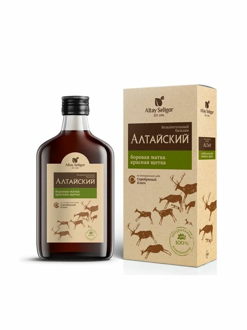 Бальзам безалкогольный Алтайский с боровой маткой и красной щеткой, 250 мл. Altay Seligor Алтай-Селигор