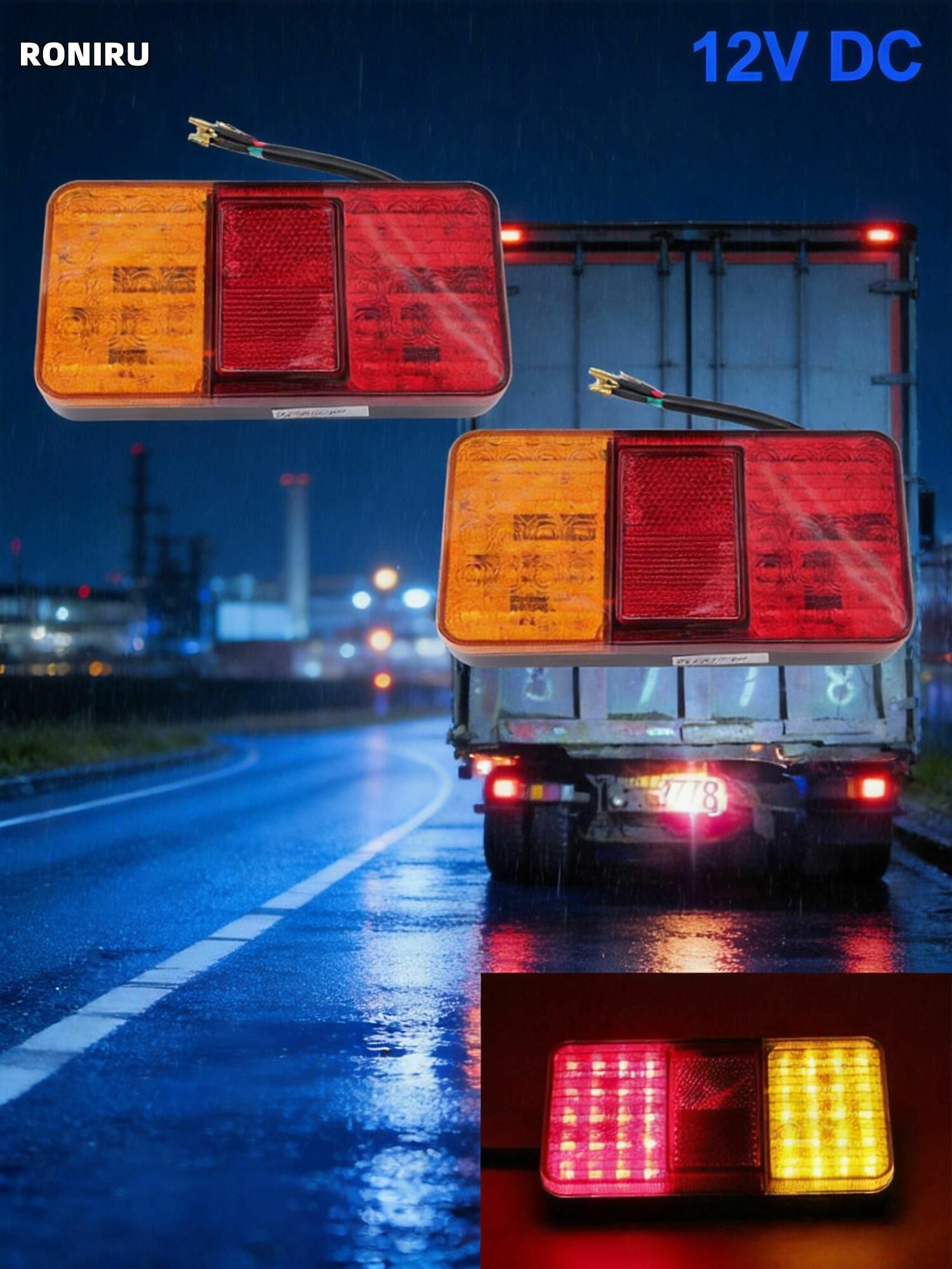 10LED задний фонарь для грузовика, стоп хвост поворот светодиодный 12В водонепроницаемый IP67 прямоугольный корпус ПК АБС 150x80x30 мм