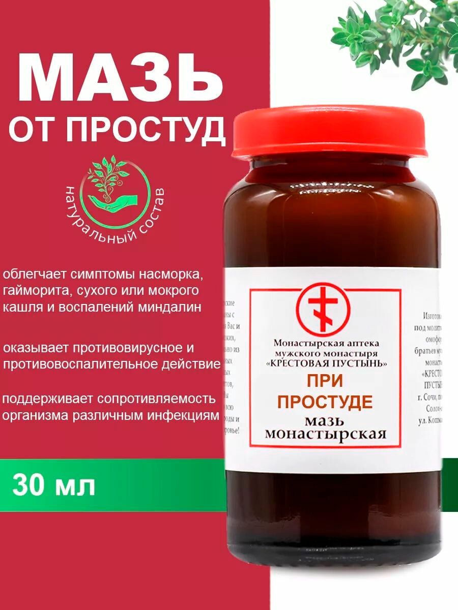 Бизорюк Монастырская мазь от простуд и кашля 30 мл