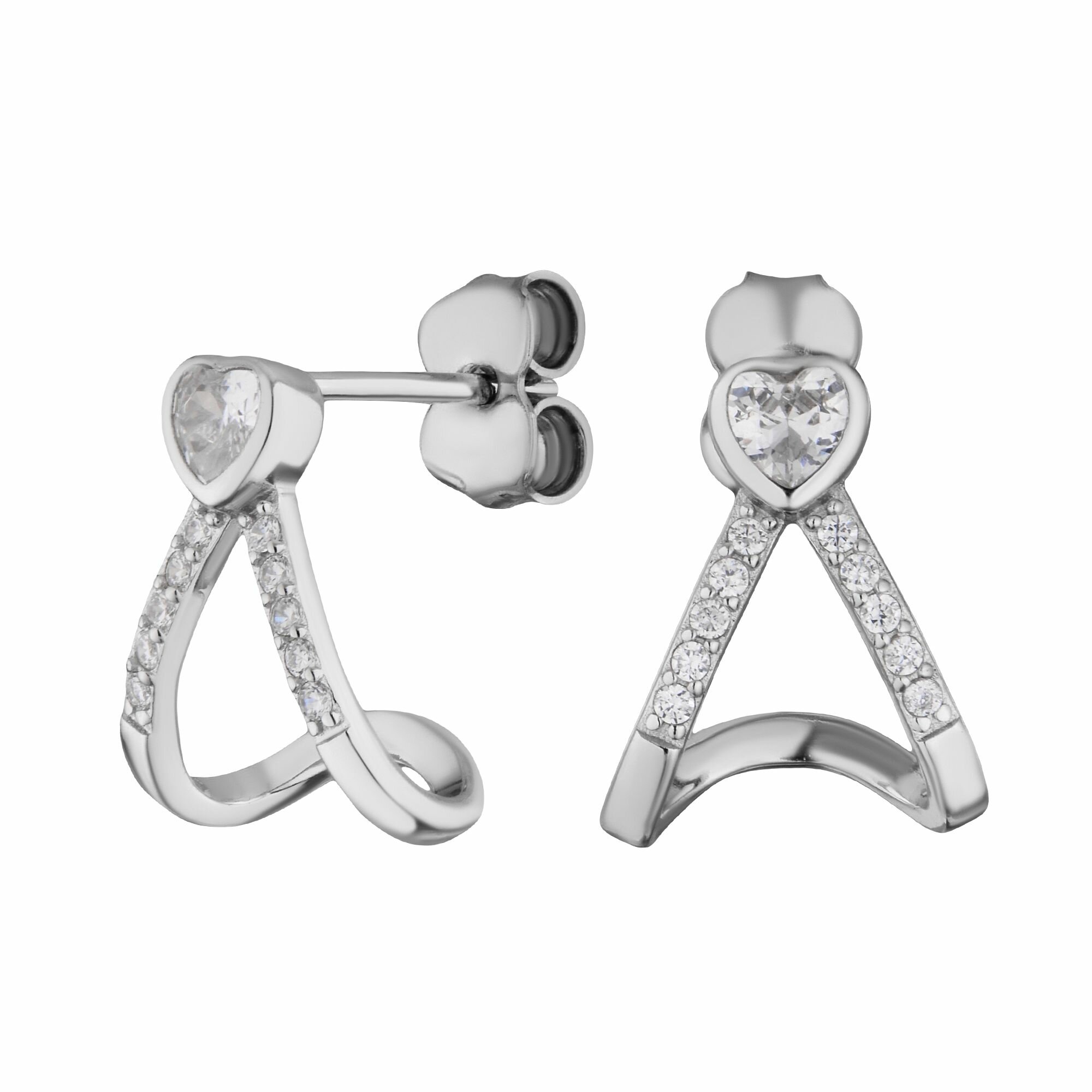 Серьги, серебро, 925 проба, родирование, фианит