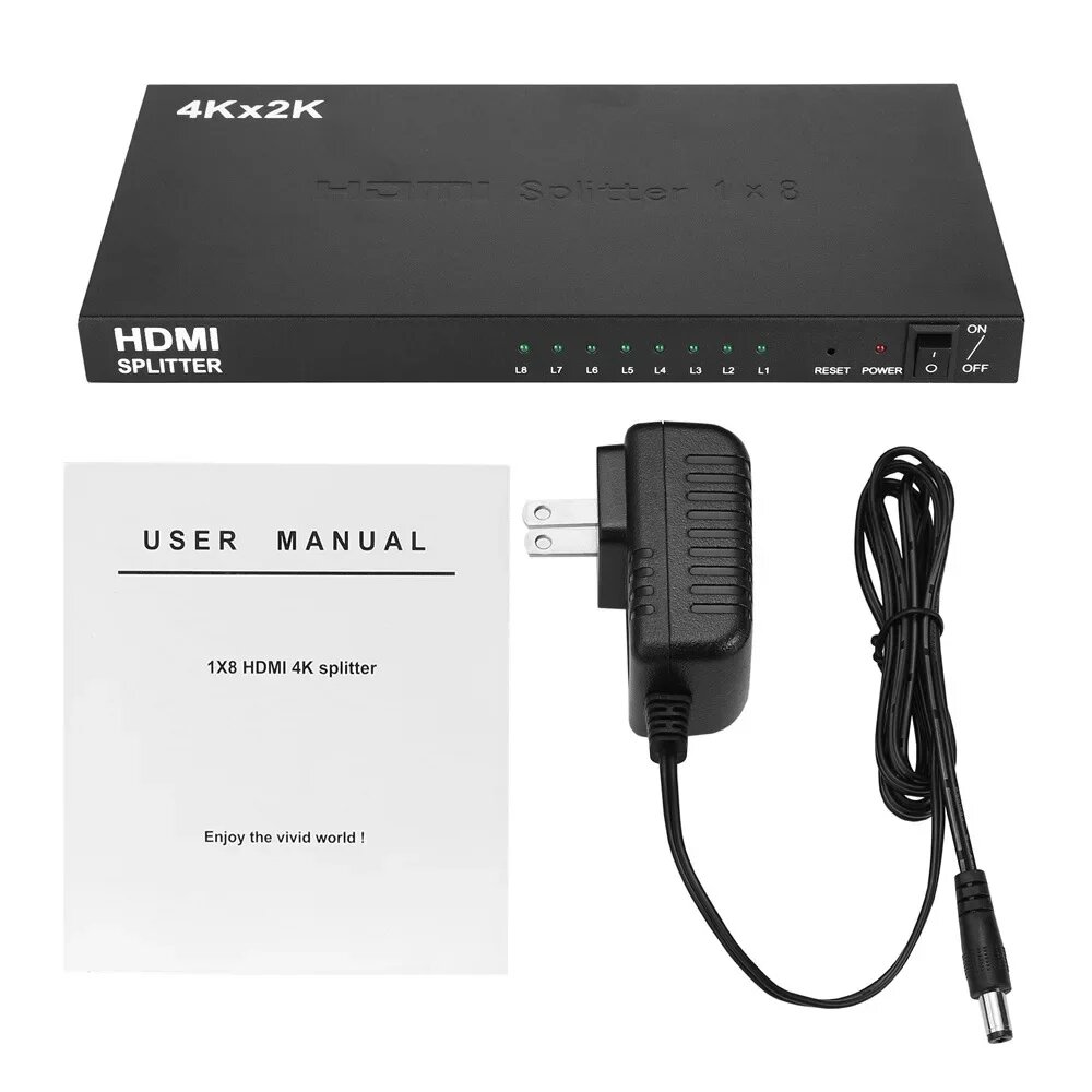 HDMI разветвитель 1x8 4K 30Гц lieve With EU Plug