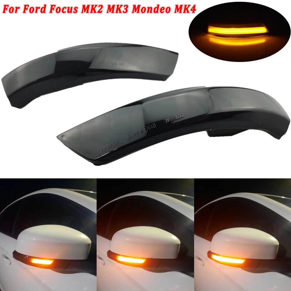 Для Ford Focus 3 MK3 / MK3.5 2011-2018 (хэтчбек) — светодиодный динамический указатель поворота в боковое зеркало, последовательный мигающий индикатор