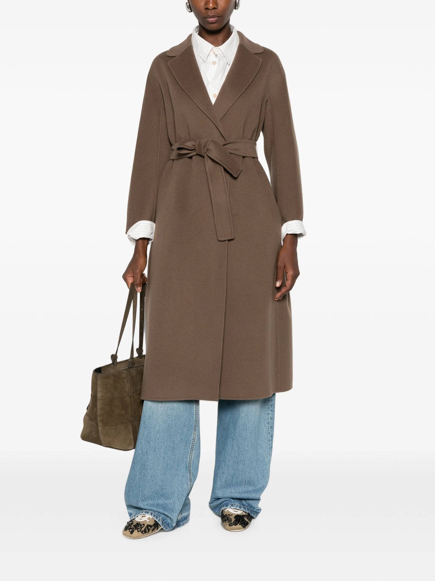 Пальто Max Mara Esturia belted coat, размер 44, brown — фото 1