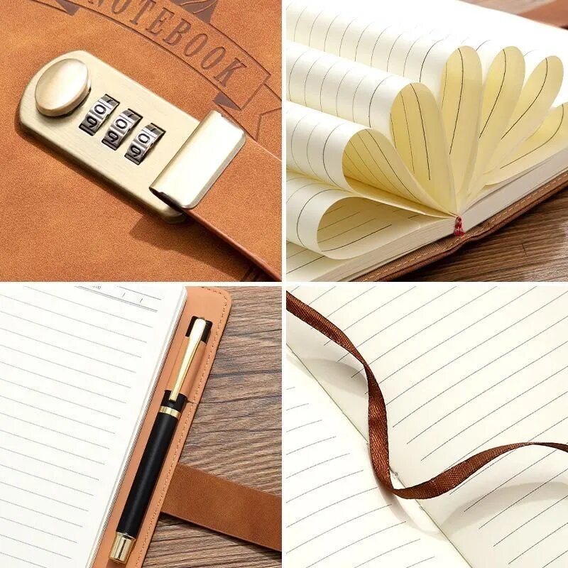 Блокнот "Notebook" красный, А5, с кодовым замком, 145x218 мм — фото 1