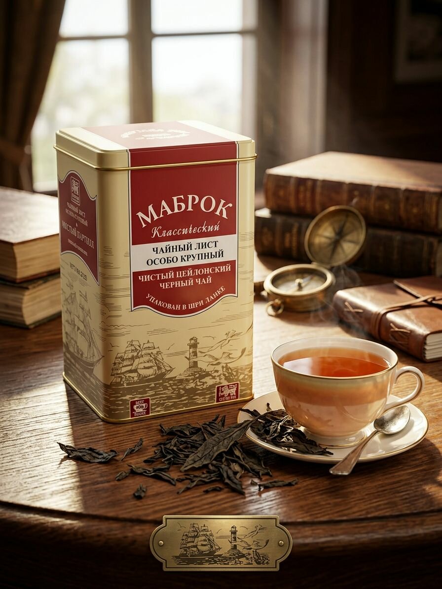 Чай черный MABROC Маброк Настоящий Цейлонский Классический стандарт ОР особо крупный, 400 г