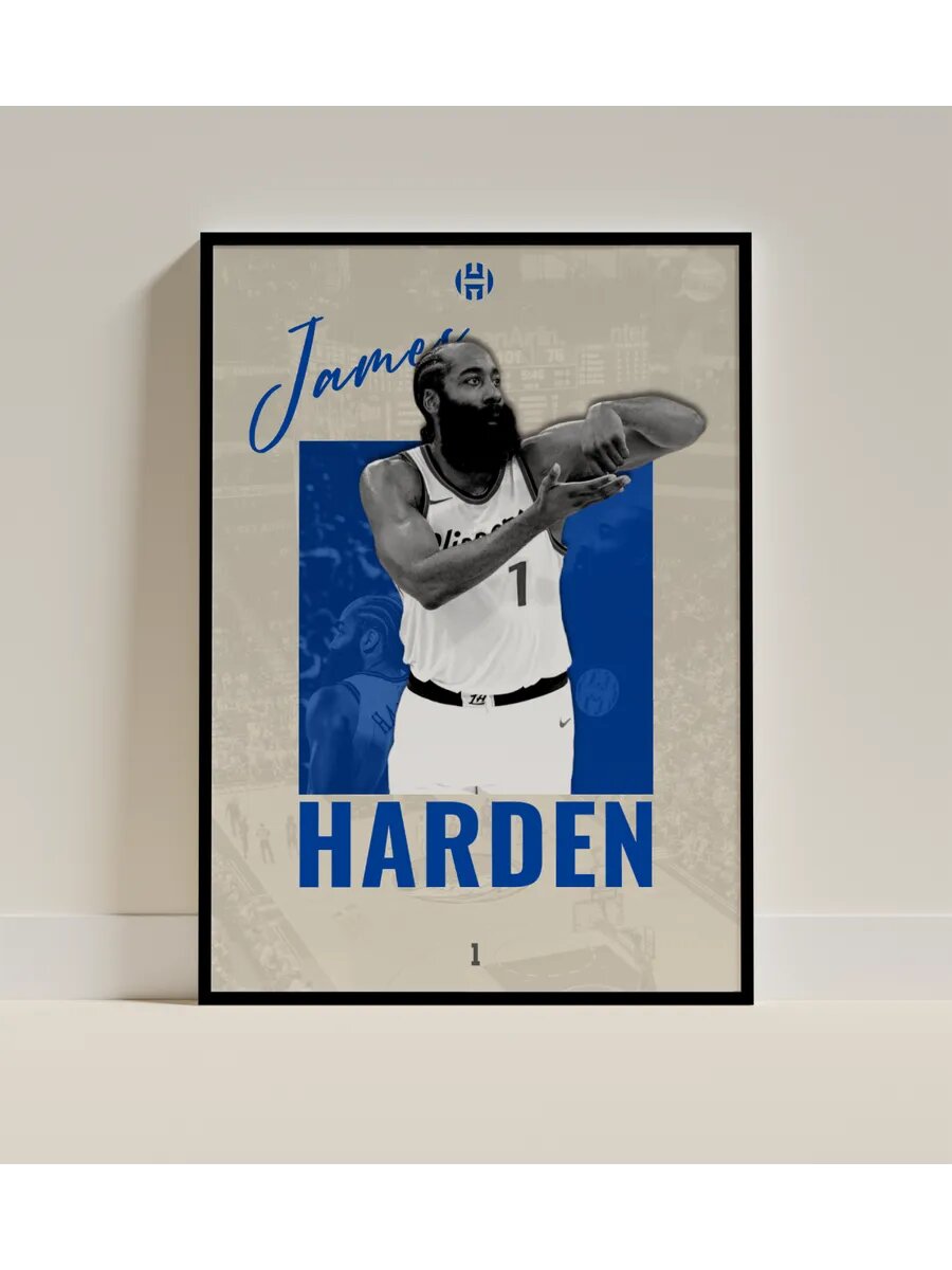 Постер NBA James Harden A3 42X29.7см Глянец баскет Харден