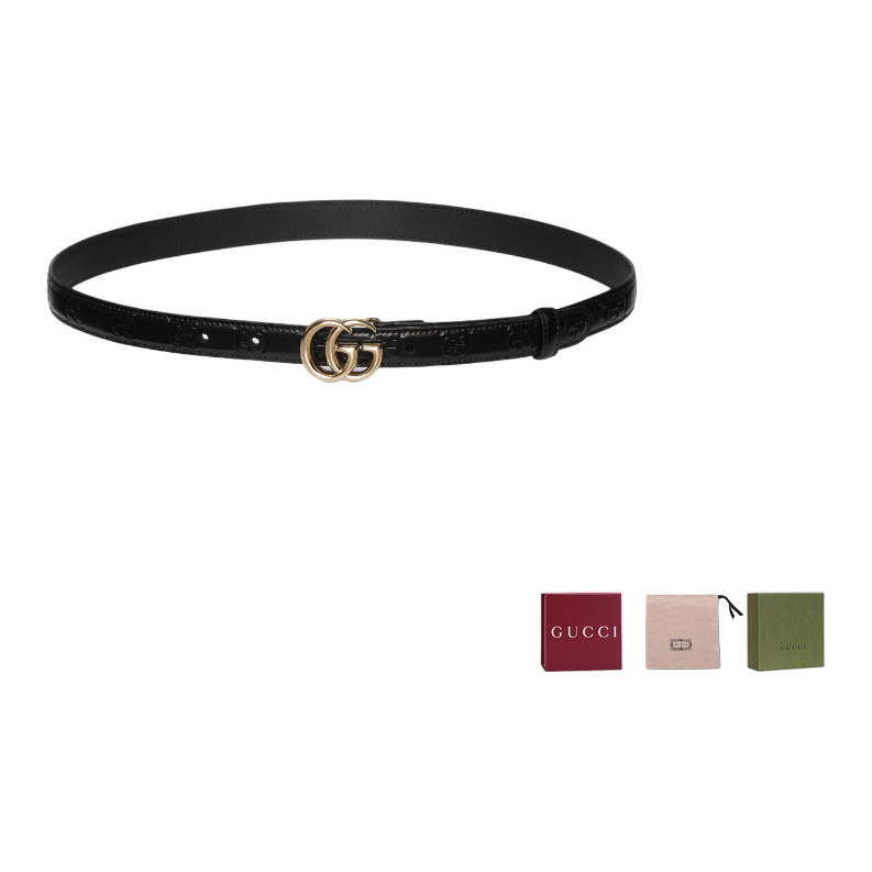GUCCI GG Marmont Металлические Кожаные Ремни Женские Черные Ширина 2 см 80