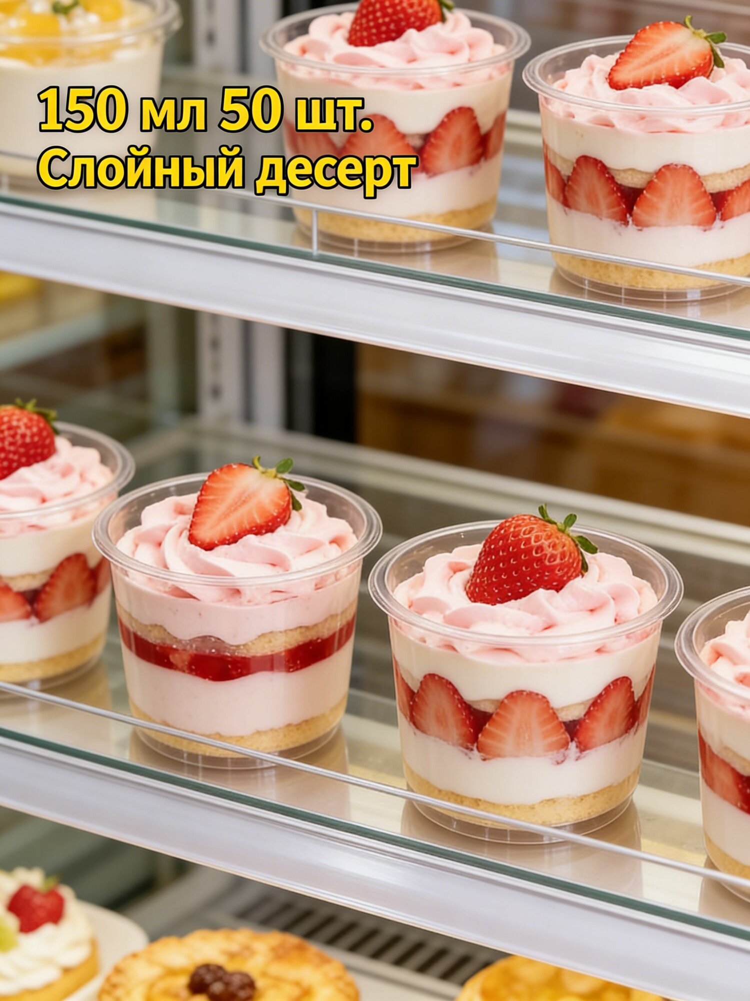 Пластиковые Контейнеры Одноразовые ; 150 мл, 50 шт; коробка для мусса