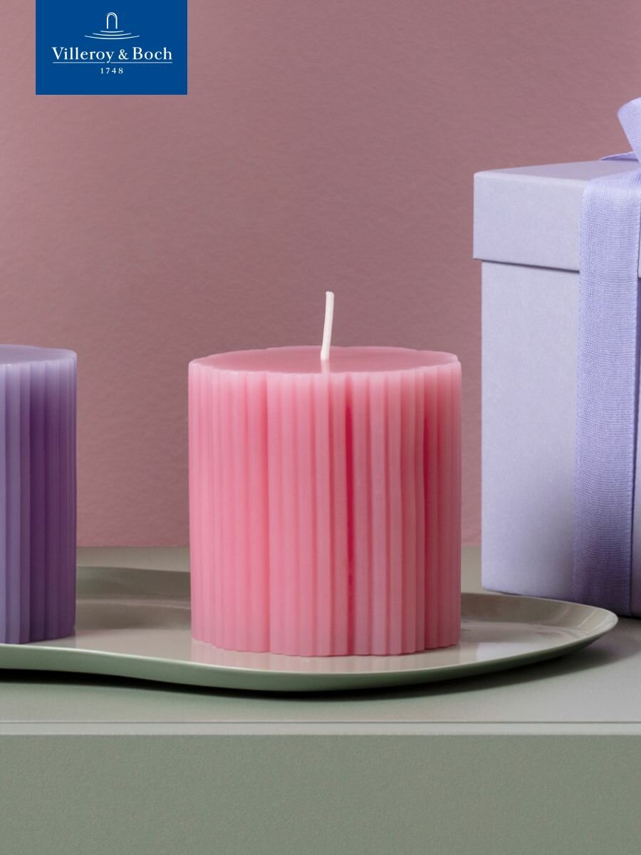 Свеча столбик декоративная 7,5 см, Fleur cassis, Villeroy & Boch, Натуральный воск