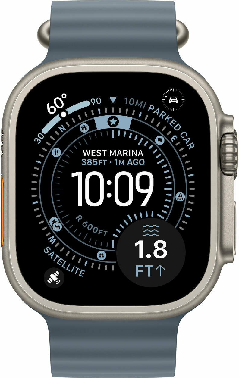 Часы Apple Watch Ultra 3 2025 49mm Natural Titanium Case With Anchor Blue Ocean Band (Бежевый/Серый/Титан/Синий)