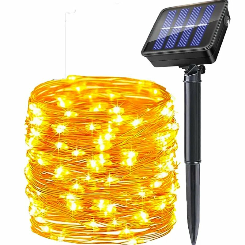 Солнечная гирлянда 200 LED, 22м, теплый свет