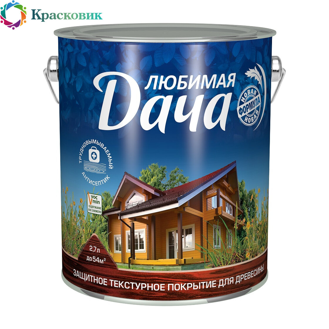 Защитно-декоративное покрытие любимая дача для дерева, алкидное, рябина 2,7л