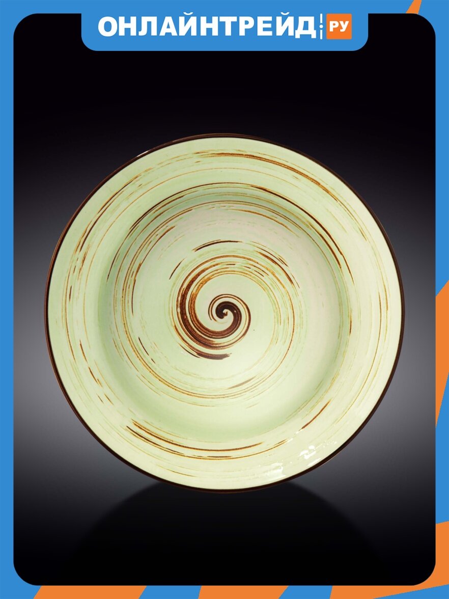Тарелка Wilmax England глубокая 28,5 см SPIRAL фарфор фисташковый цвет