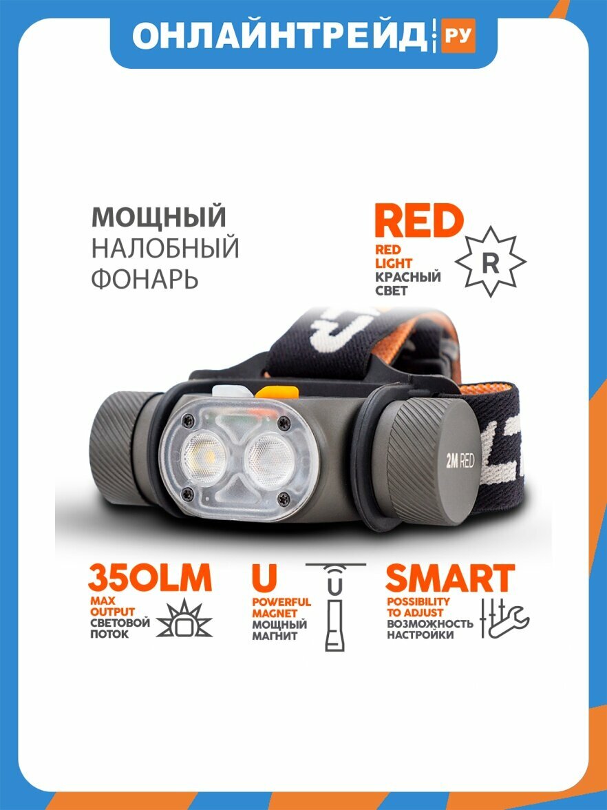 Фонарь налобный Яркий Луч YLP PANDA 2M-RED Sams. LH351D, под акк.18650