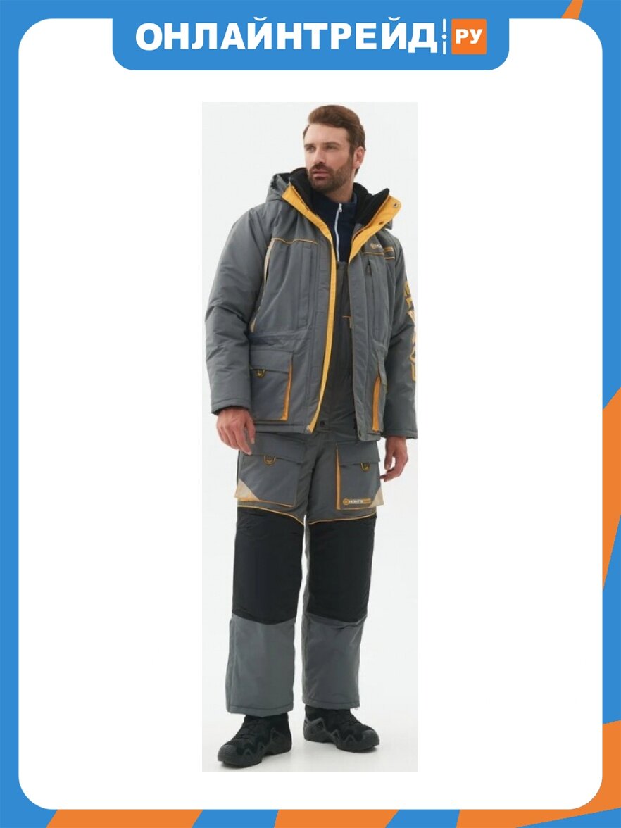 Костюм зимний Huntsman Elbrus ткань Hit Membrane цвет Серый/Банан, 44-46/182-188