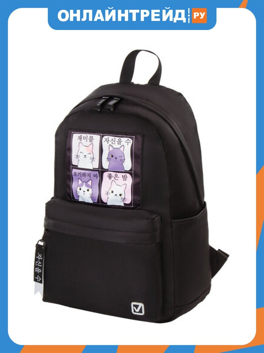 Рюкзак Brauberg 229965 FASHION CITY Friendly cats универсальный черный 44х31х16 см