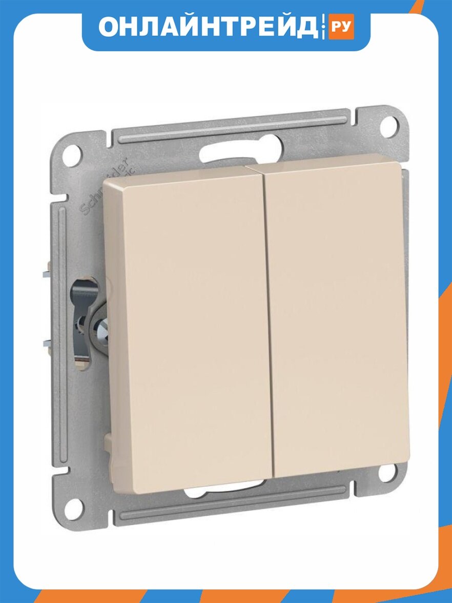 Выключатель Systeme Electric (schneider Electric) 2-кл. AtlasDesign (сх. 5) 10AX с самовозвратом механизм беж, ATN000217