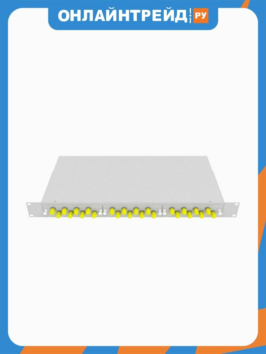 Кросс оптический Toplan , стоечный 19", 24 ST/UPC адаптера, MM, 1U, серый, укомплектованный (КРС-Top-1U-24ST/U-OM2-GY)