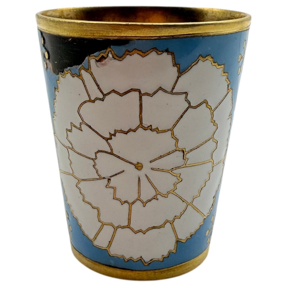 Стопка "Одуванчик", 50 мл, металл, эмаль, 1960-1970 гг, ЛЮМ, Ленинград, СССР (4 скол)