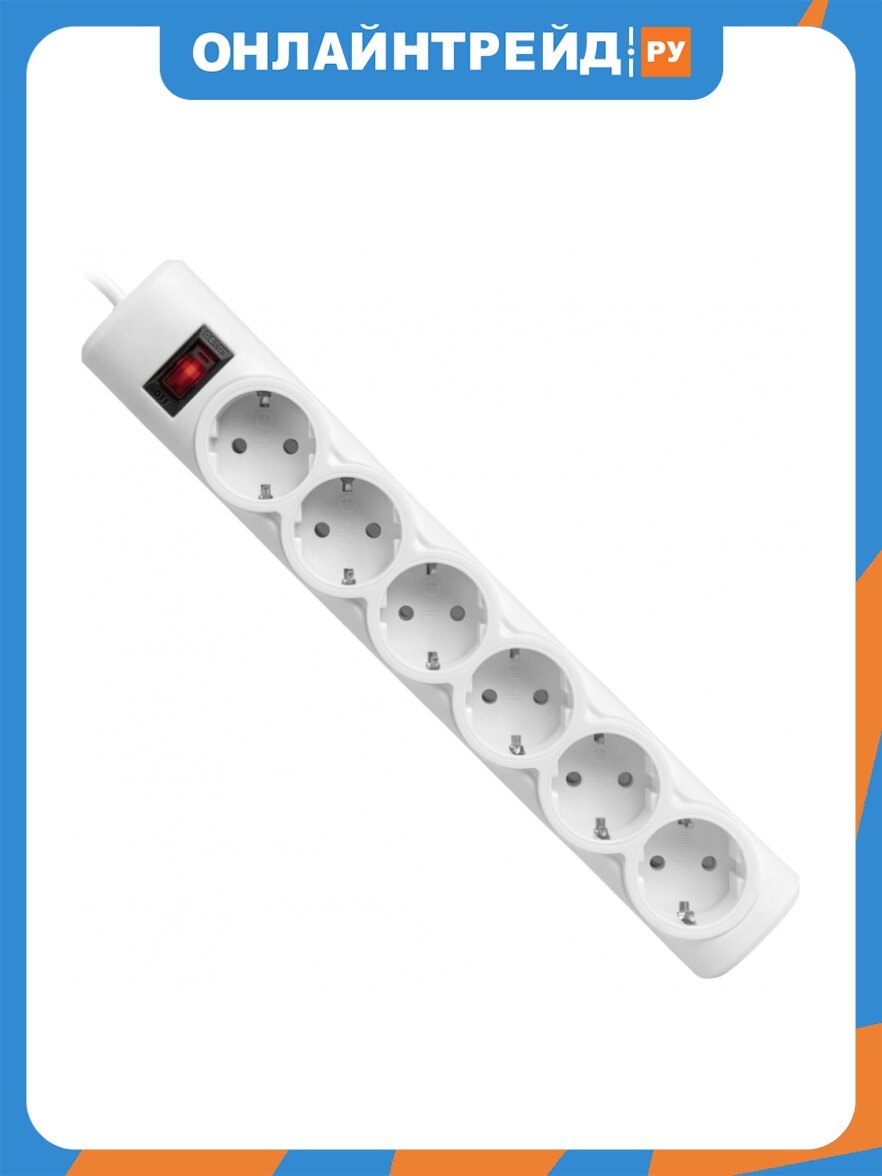 Сетевой Defender фильтр DFS 155 5м White 6 розеток (99493)