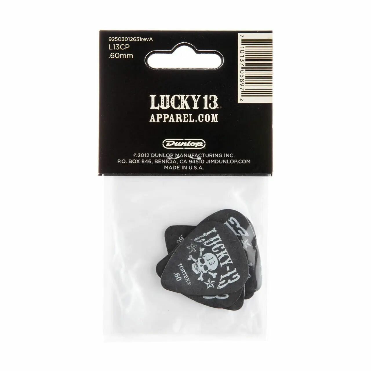 Медиаторы Dunlop Lucky 13 B L13BP.60, 6 шт