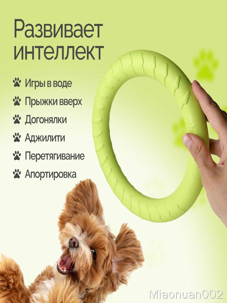 Пуллер-кольцо PET 18 см диаметр зеленый для собак с прочным и легким design-ом — фото 1