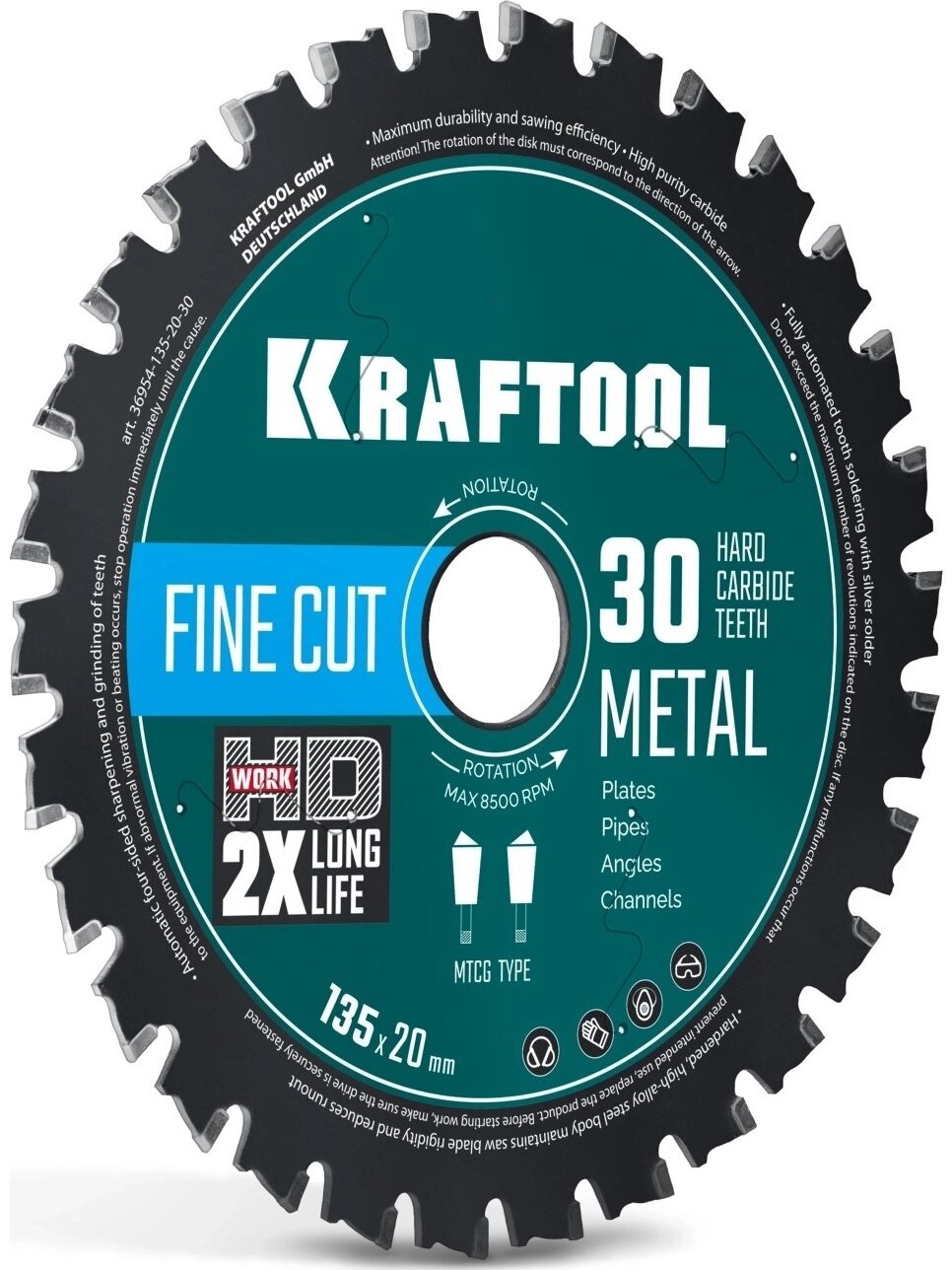 Диск пильный по металлу и стали KRAFTOOL Metal Cut 135 х 20 мм, 30Т
