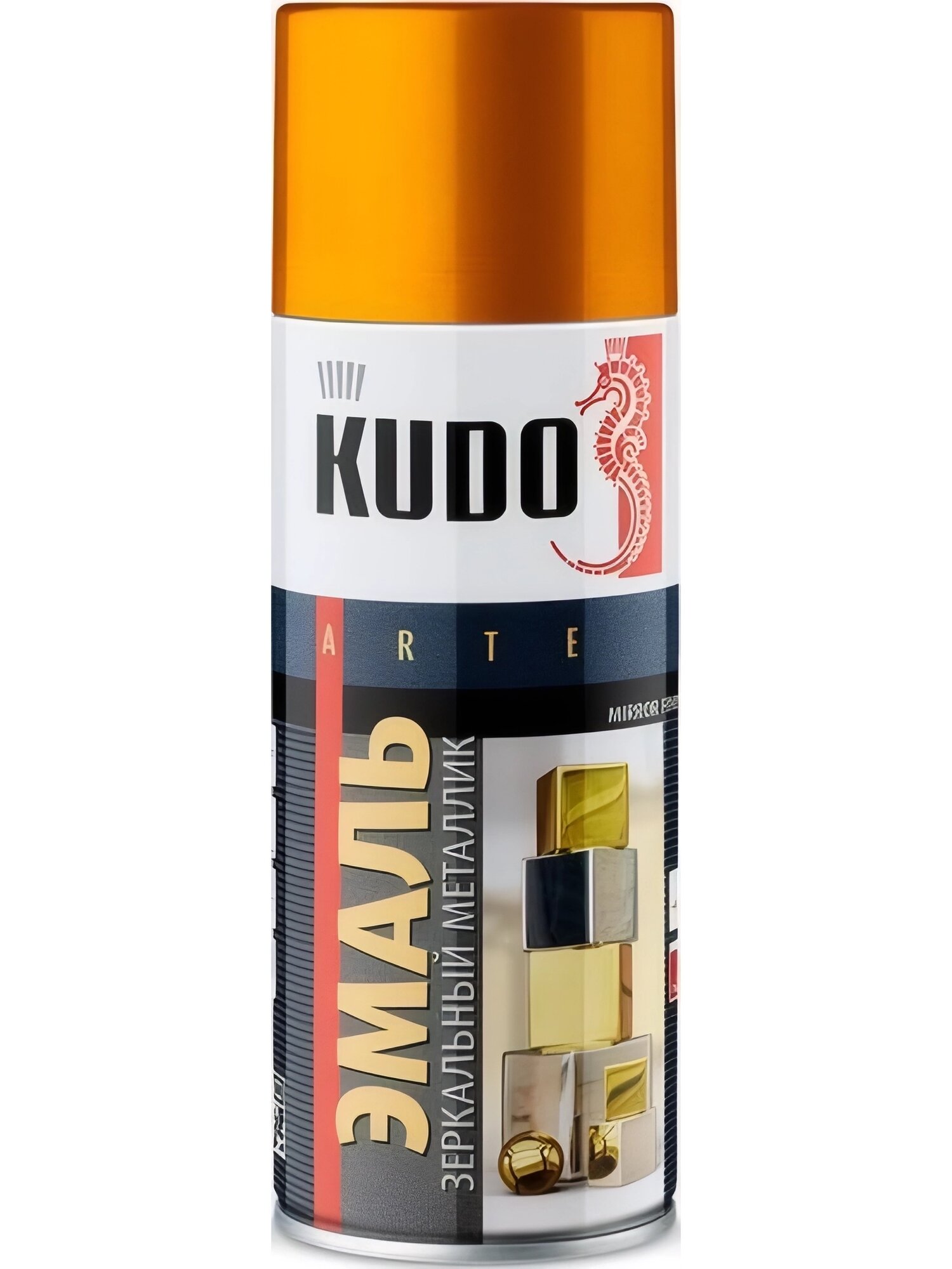 Краска аэрозольная универсальная золото зеркальное KUDO KU-1034 металлик 520 мл