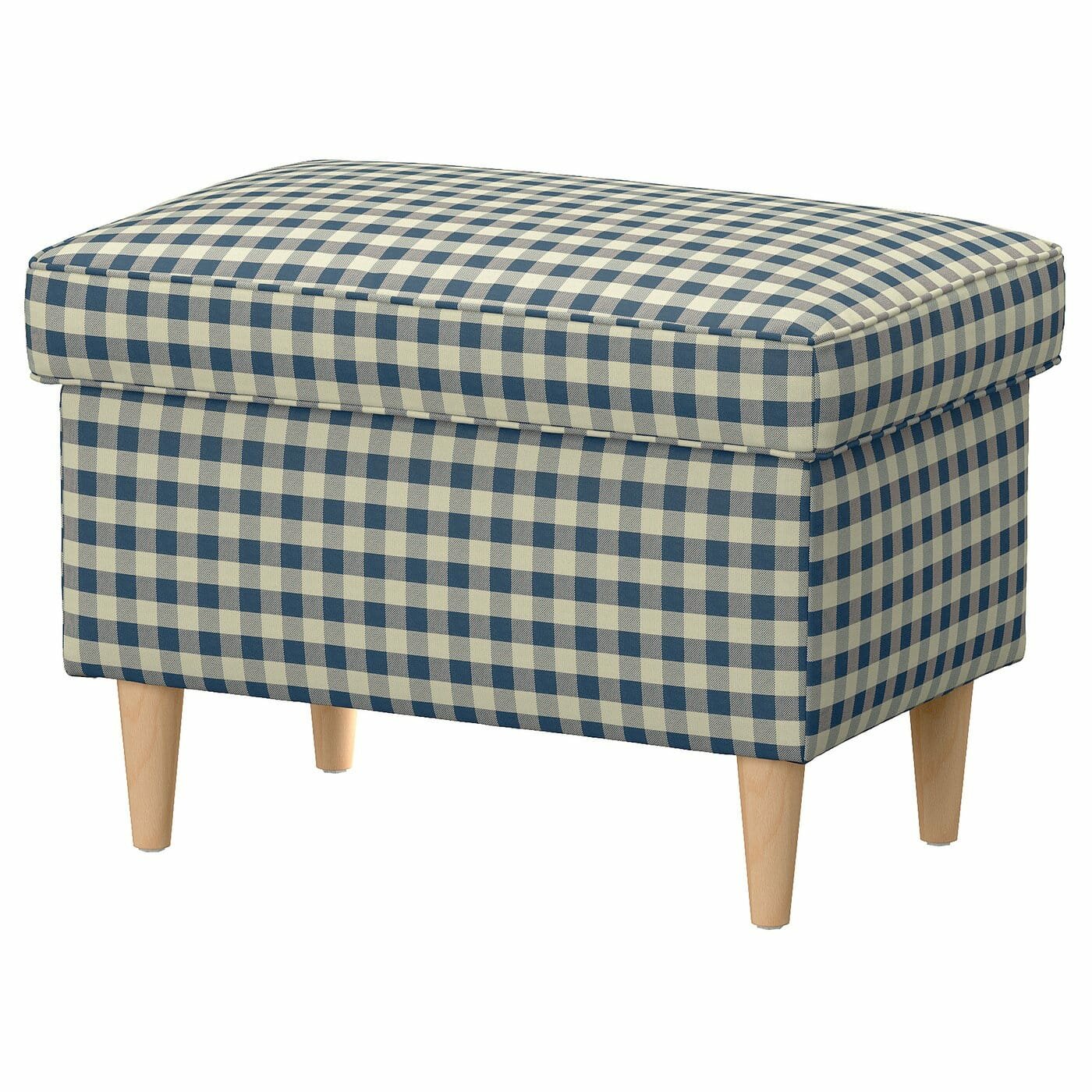 Пуф IKEA STRANDMON, синий/бежевый с потайным ящиком 906.131.80