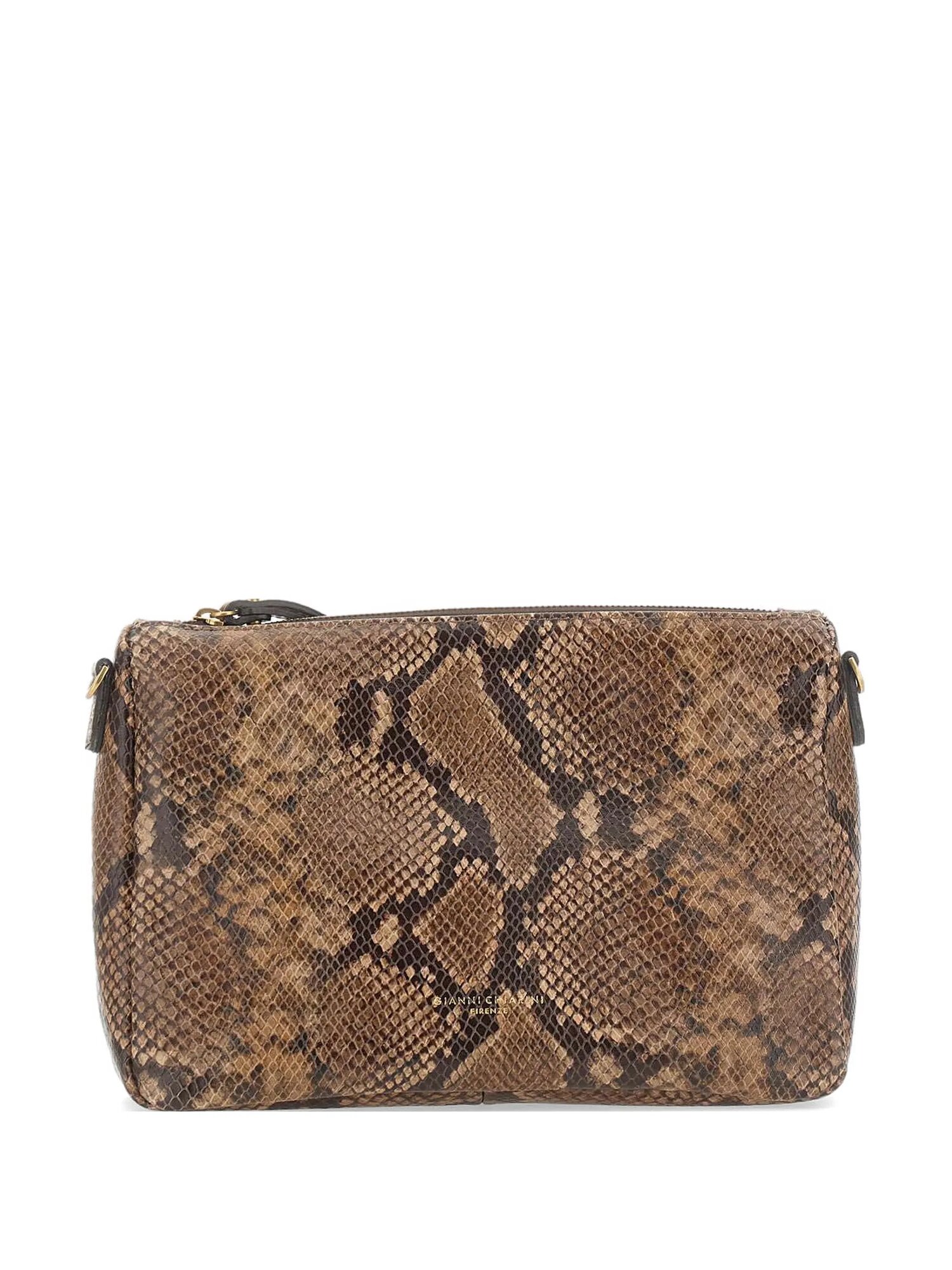 Сумка Nora snake-print leather clutch bag
