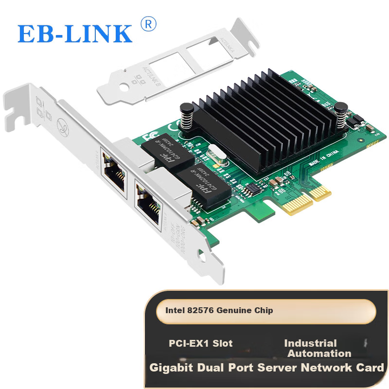 EB-LINK Сетевая карта PCIe с чипом 82576 Gigabit Dual-Port для настольного сервера 2 порта проводное подключение