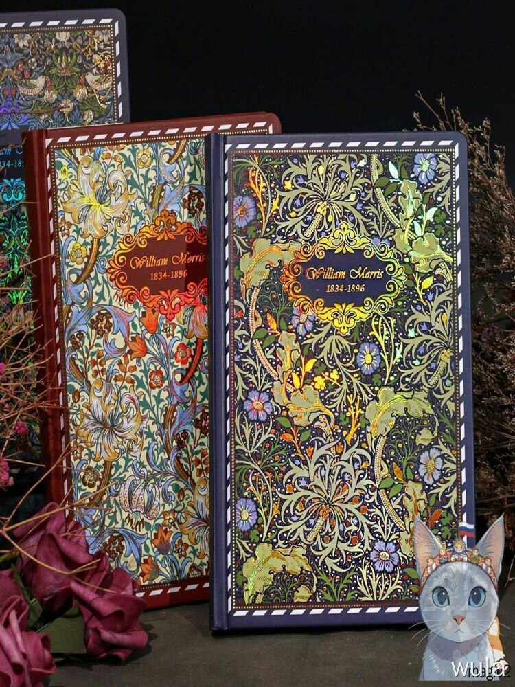 Блокнот A5+, William Morris, 128 листов, элегантный дизайн с птицами и цветами, для творчества и подарка — фото 1