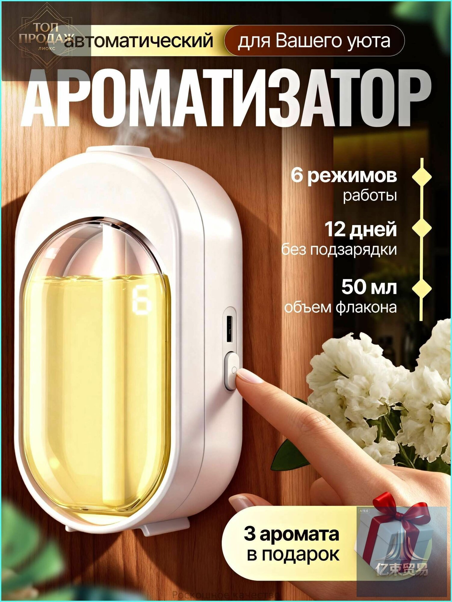 Ароматизатор для дома автоматический, ароматический диффузор воздуха электрический для эфирных маселGJ-